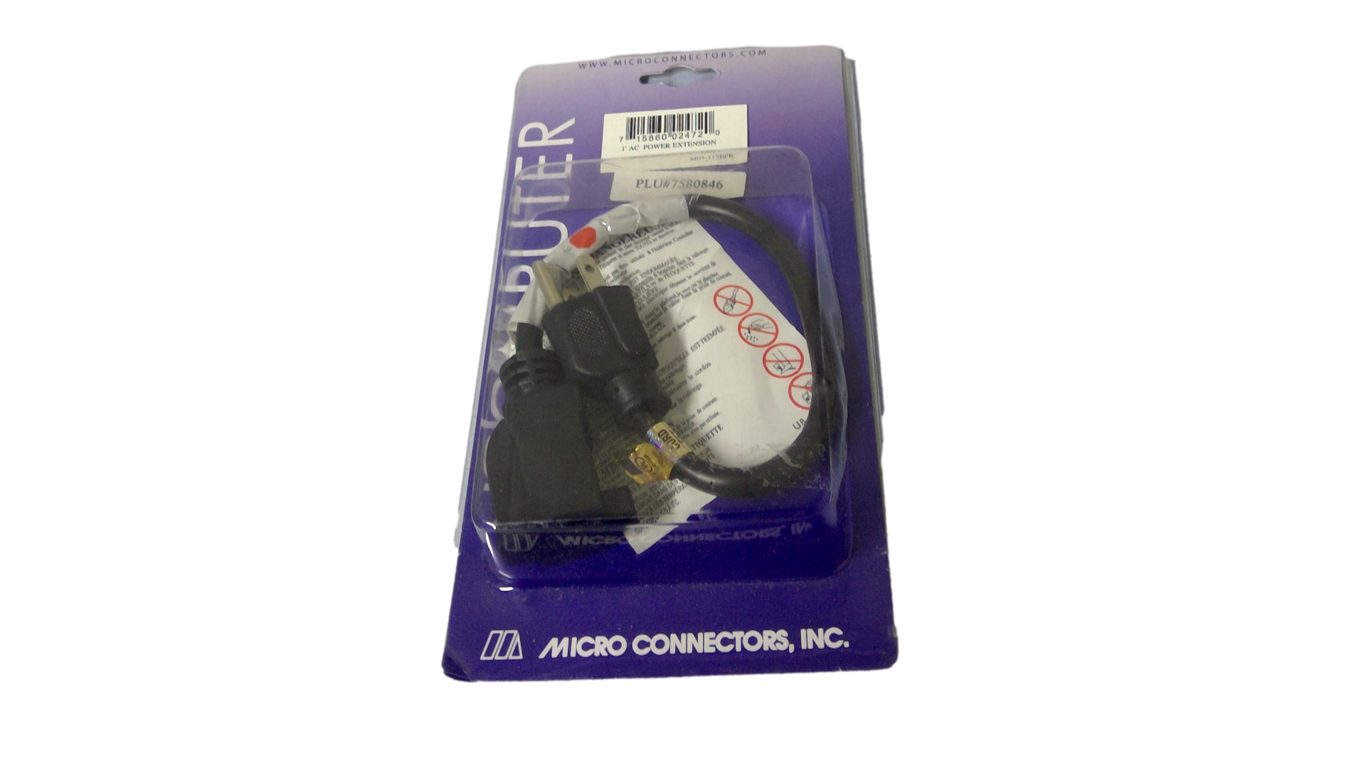 NEW MICRO CONNECTORS, INC 1' AC POWER EXTENSION – My Store